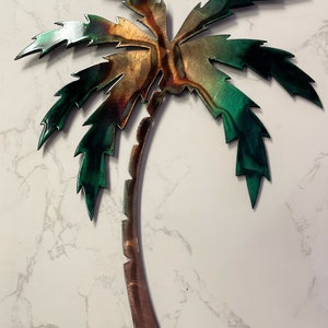 Palm Tree Metal Wall Art 12" to 44" Tall, Copper and Bronzed Plated and ...