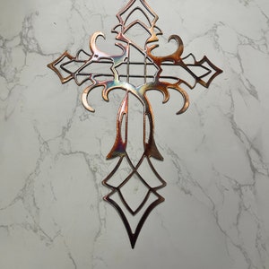 Ornamental Cross Metal Wall Art Decor - Copper/bronze Plated ...