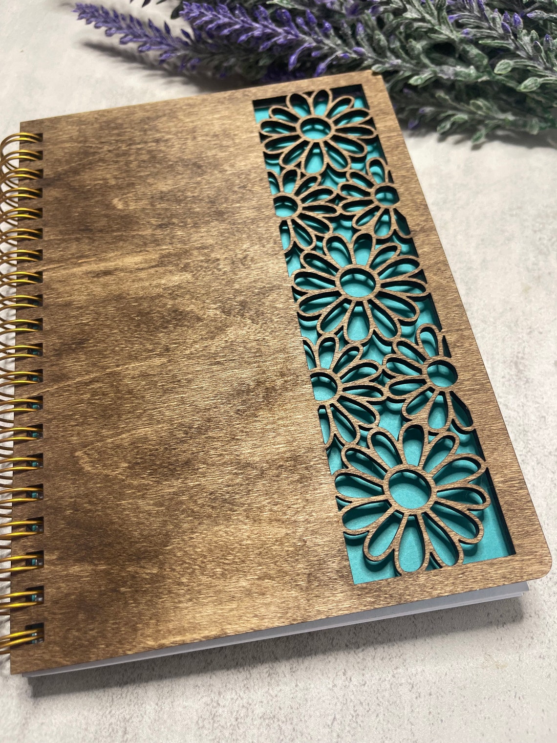 Daisy Engraved Wooden Notebook - Etsy