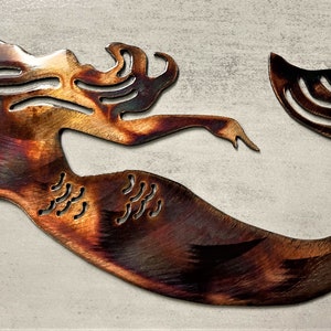 Swimming Mermaid - Metal Wall Art Copper/bronzed Plated - Etsy