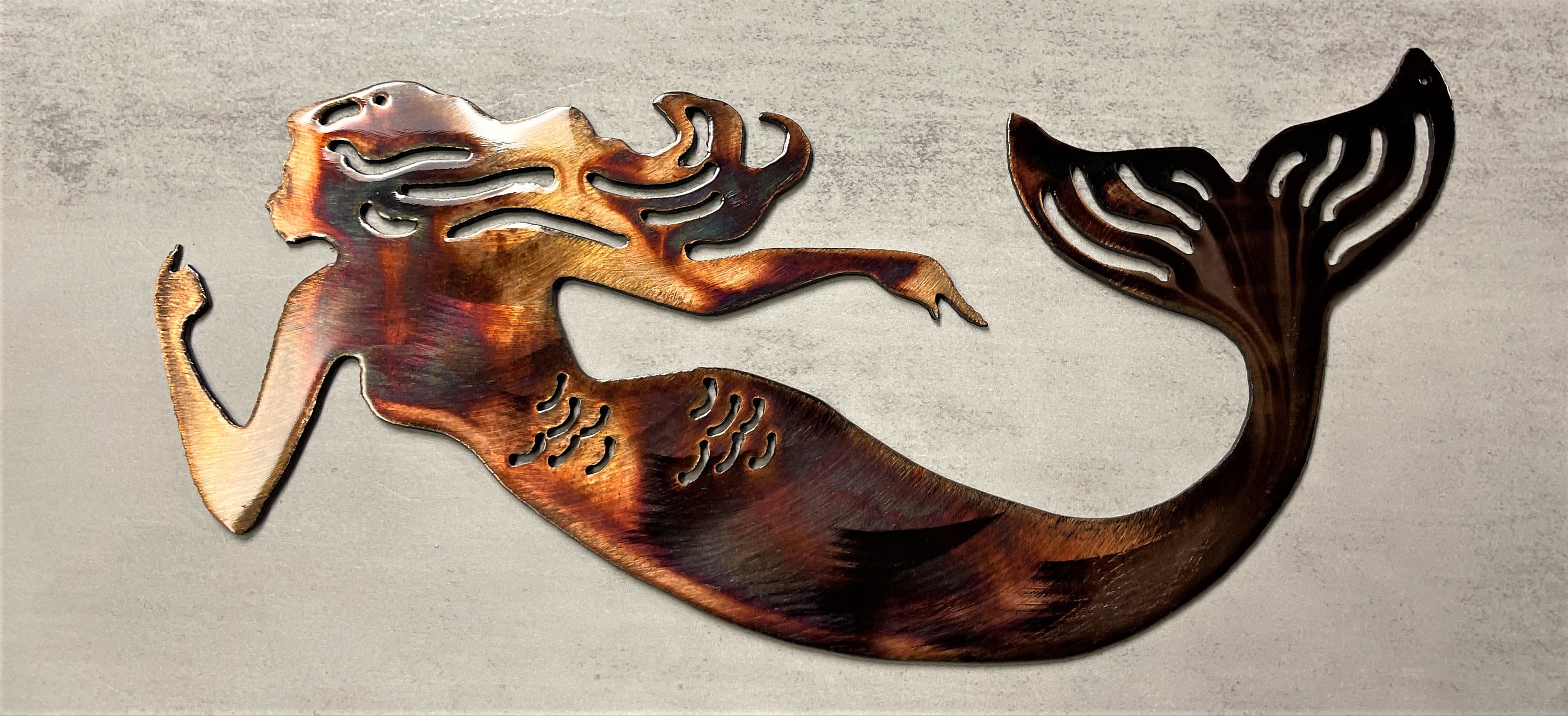 Swimming Mermaid - Metal Wall Art Copper/bronzed Plated - Etsy