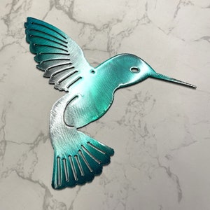Hummingbird Teal Tainted Metal Wall Art Decor 6" X 6" Left or Right ...