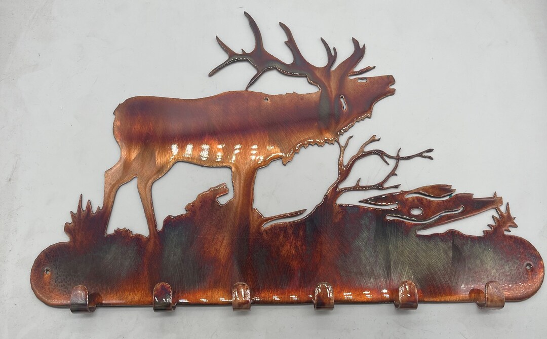 Copper Trails: 12" X 8" Elk Key Rack in Bronzed Glory - Etsy