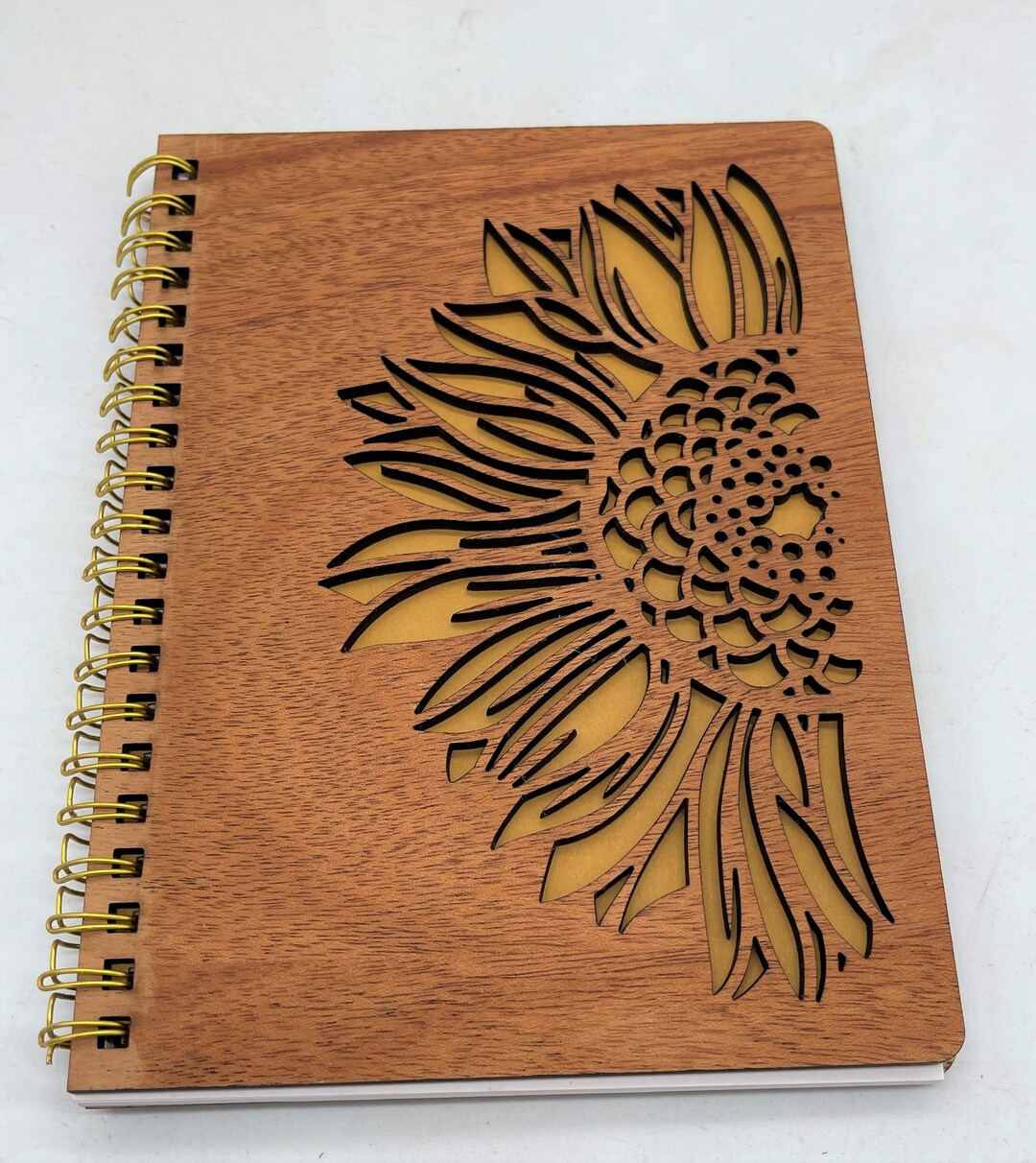 Sunflower Engraved Wooden Notebook - Etsy