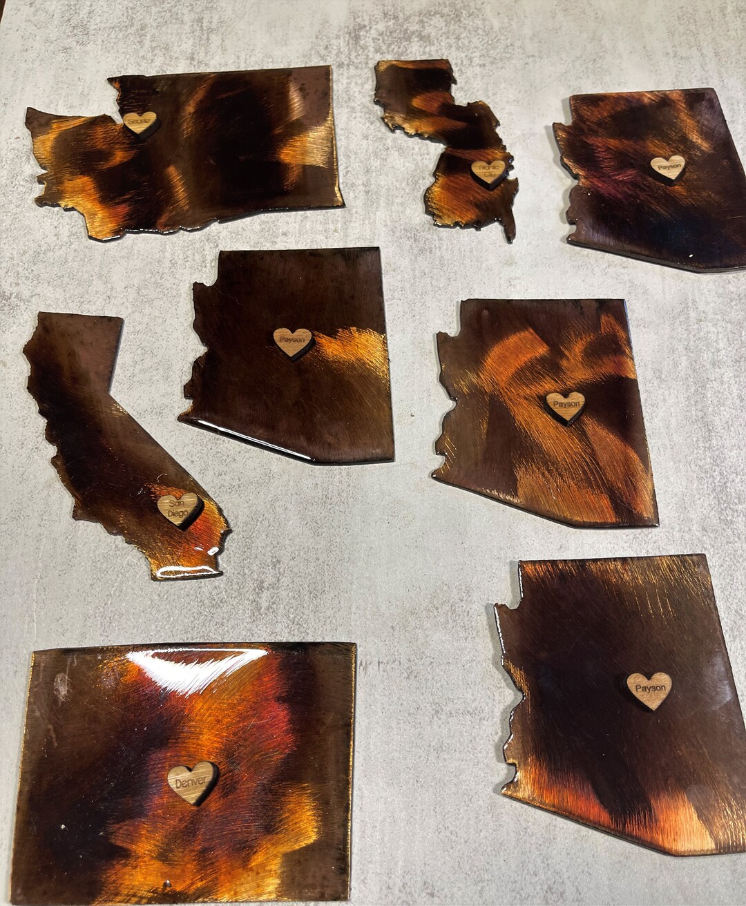 Personalized (city/town) Metal Art State Magnets - Etsy