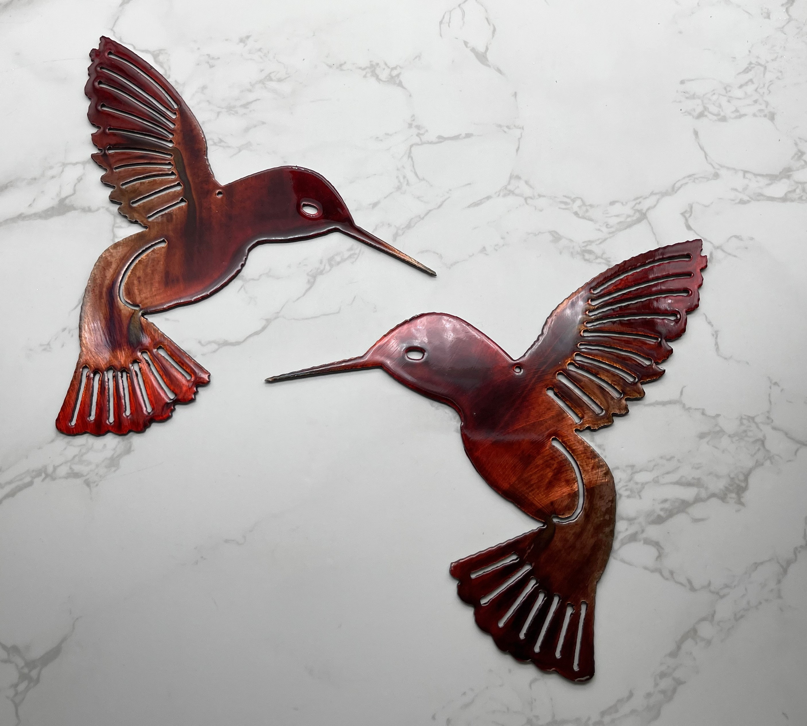Hummingbird Copper Red Pair Metal Wall Art Décor 6" X 6" Each - Etsy