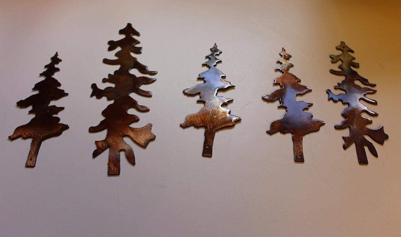 Tree Accents Small Set of 5 Trees 6" to 8" Tall Copper Bronzed or ...