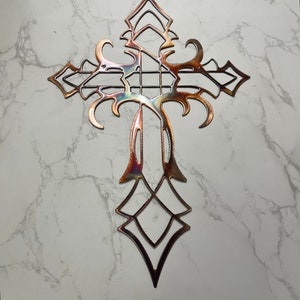 Ornamental Cross Metal Wall Art Decor - Copper/bronze Plated ...
