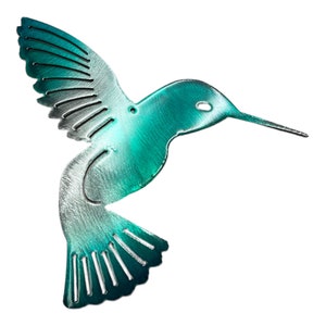 Hummingbird Teal Tainted Metal Wall Art Decor 6" X 6" Left or Right ...