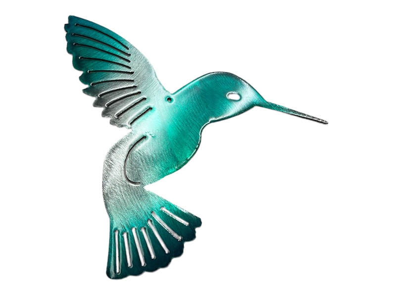 Hummingbird Teal Tainted Metal Wall Art Decor 6" X 6" Left or Right ...