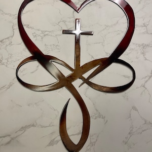Eternal Love: Infinity Heart Cross Metal Wall Art - Steel, Copper ...