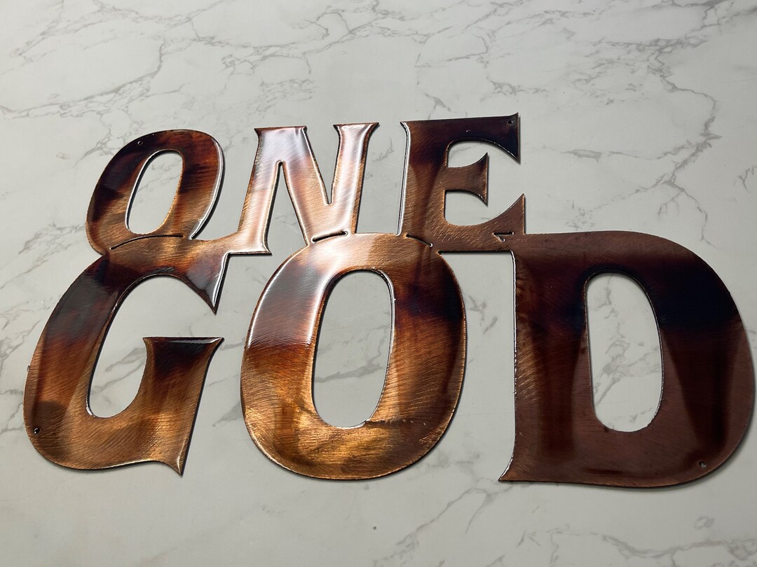One God Word Sign - Metal Wall Art - Copper/bronzed Plated 13 1/2" X 8 ...