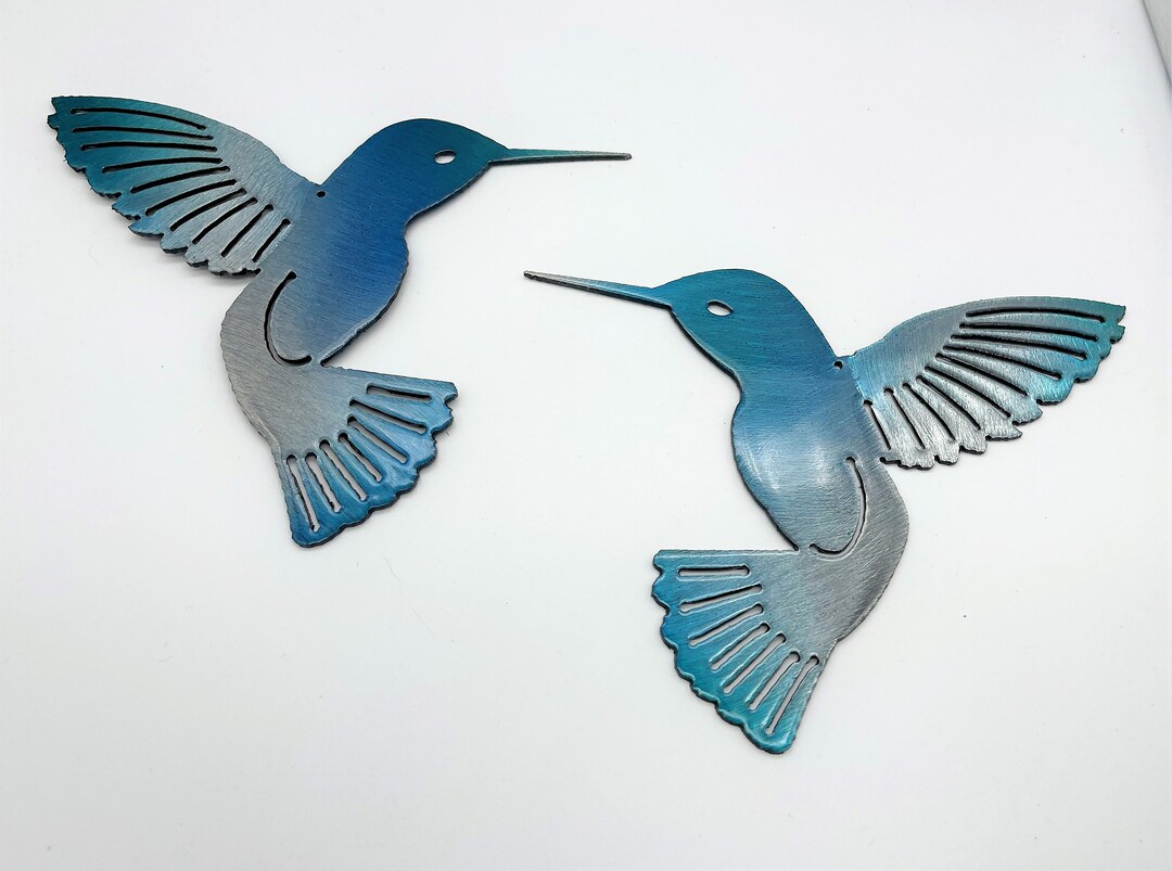 Sky Blue Tinged Hummingbird Pair Metal Wall Art Décor 6" X 6" Each - Etsy
