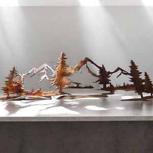 Living in the Mountains Copper Plated Metal Art Scene - Trees and ...