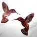 Hummingbird Copper Red Pair Metal Wall Art Décor 6" X 6" Each - Etsy