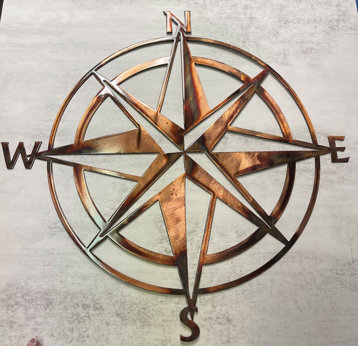 Nautical Compass Rose - Metal Wall Art - Copper/bronzed Plated ...