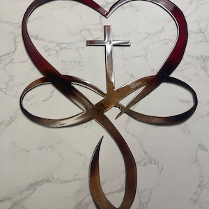 Eternal Love: Infinity Heart Cross Metal Wall Art - Steel, Copper ...