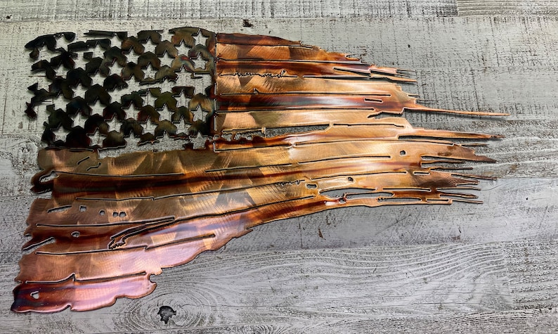 Tattered American Flag, Metal Art, Metal Wall Art, Home Decor, Metal ...