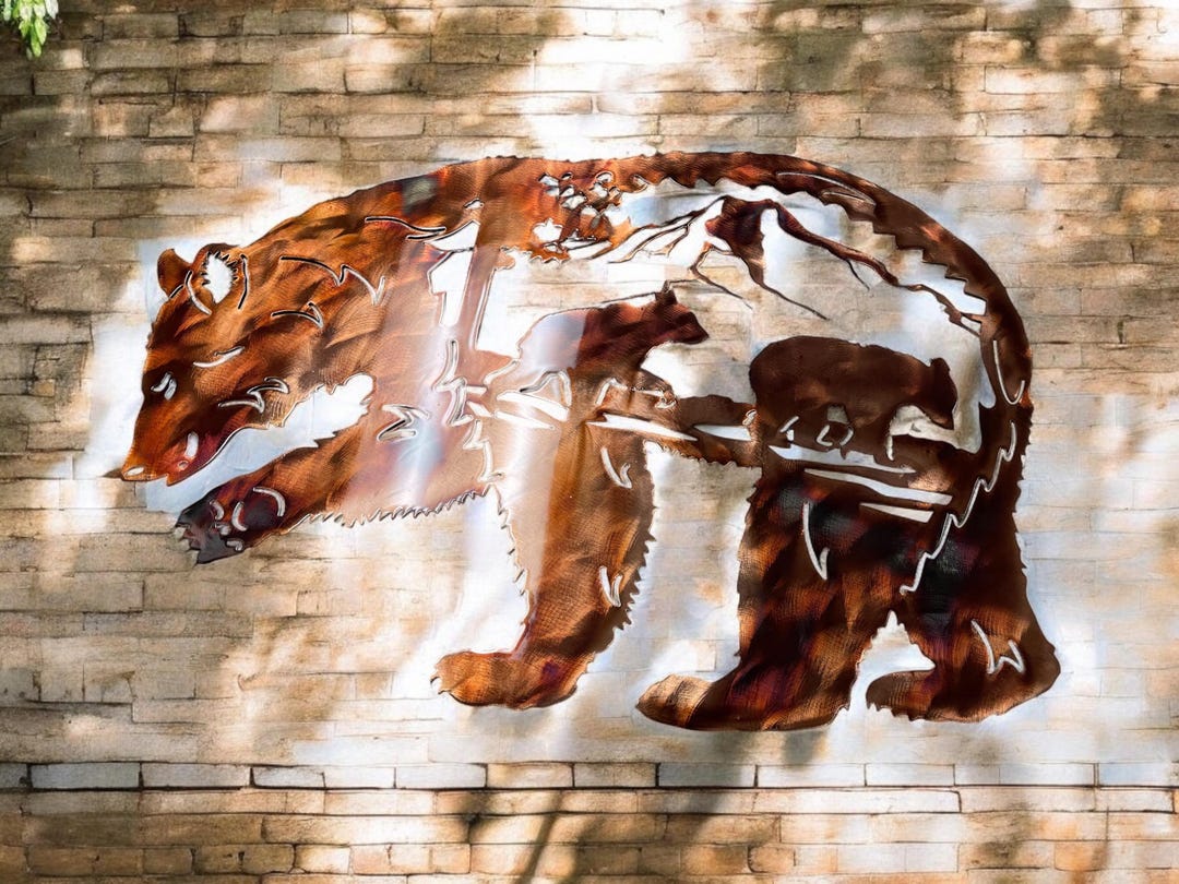 Bears on the Mountain Metal Wall Art - Copper - 35" X 25" - Etsy