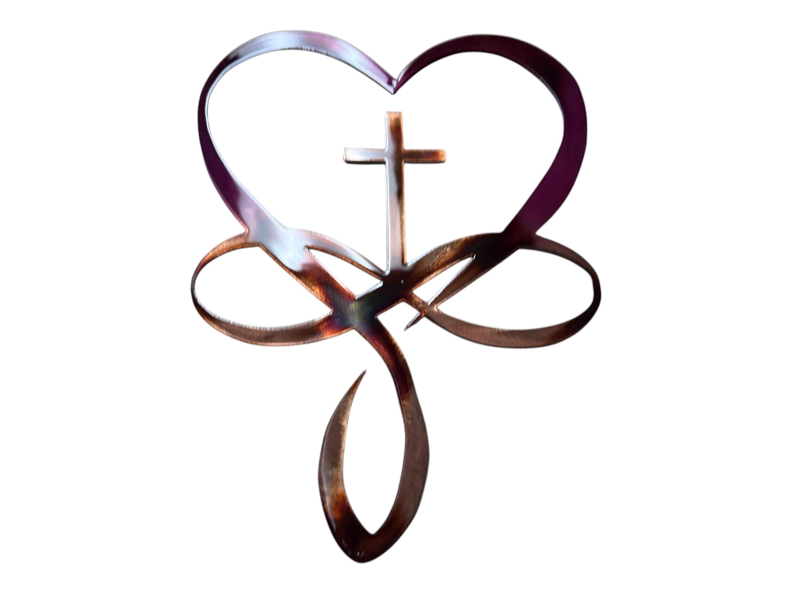 Eternal Love: Infinity Heart Cross Metal Wall Art - Steel, Copper ...