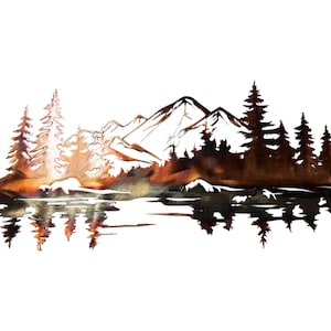 Copper Plated Mountain Reflections Metal Wall Art - Etsy