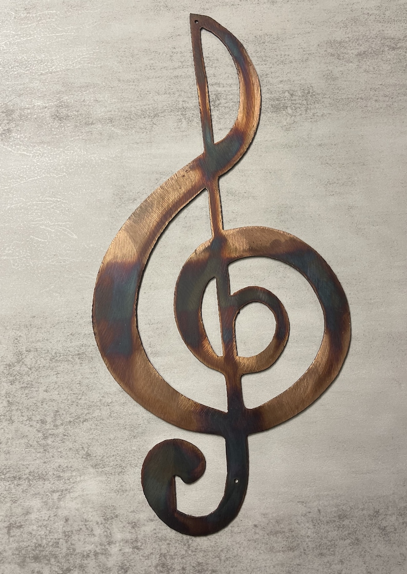 Treble Clef - Musical Note Music Metal Wall Accent 12"x 6" and Larger 4 ...