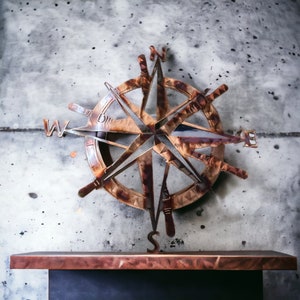 Captains Nautical Compass Rose - Metal Wall Art - Copper/bronzed Plated Available in Sizes 23 ...