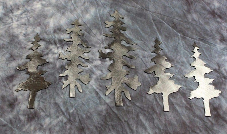 Tree Accents Small Set of 5 Trees 6" to 8" Tall Copper Bronzed or ...