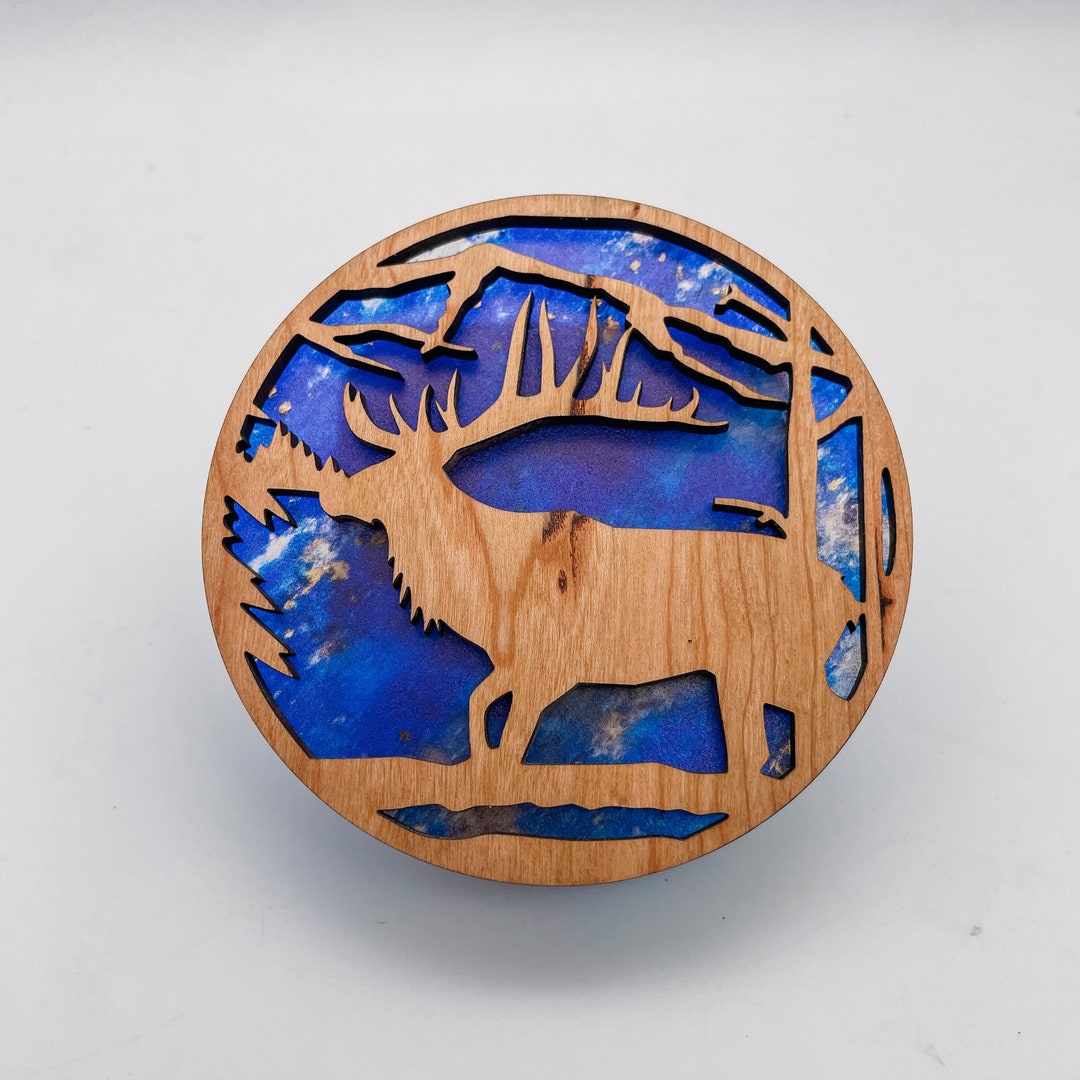 Elk Scene Layered Wood and Acrylic Nightlight - Etsy
