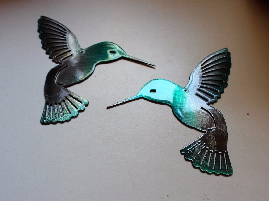 Hummingbird Teal Tainted Pair Metal Wall Art Decor 6 X - Etsy