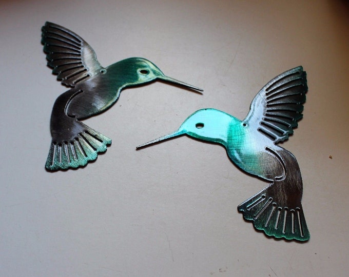 Hummingbird Teal Tainted Pair Metal Wall Art Decor 6 X 6 Each - Etsy