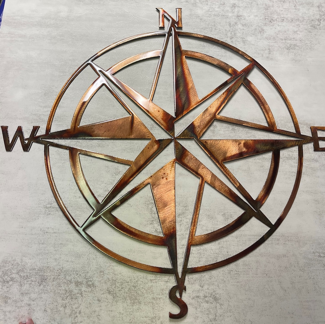 Nautical Compass Rose - Metal Wall Art - Copper/bronzed Plated Available in Sizes 13" to 40" - Etsy