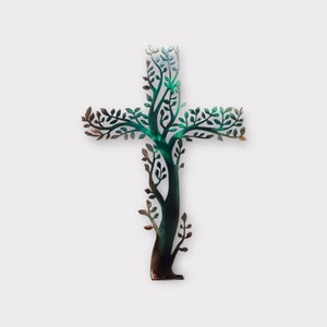 Living Cross Metal Wall Art Accent 20" T X 14" W Copper and Green ...