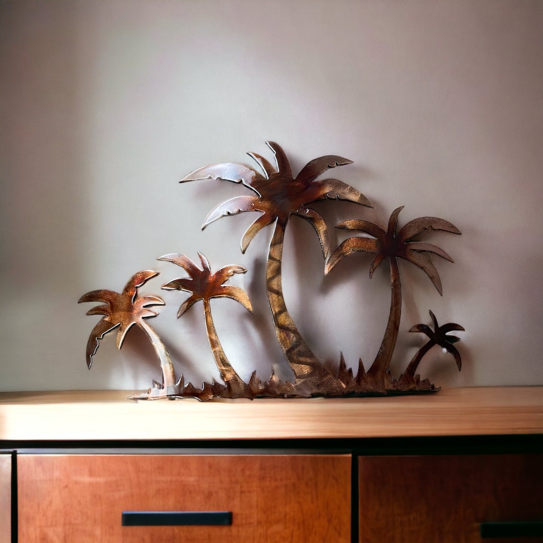 Palm Tree Scene Metal Wall Art Accent - Etsy