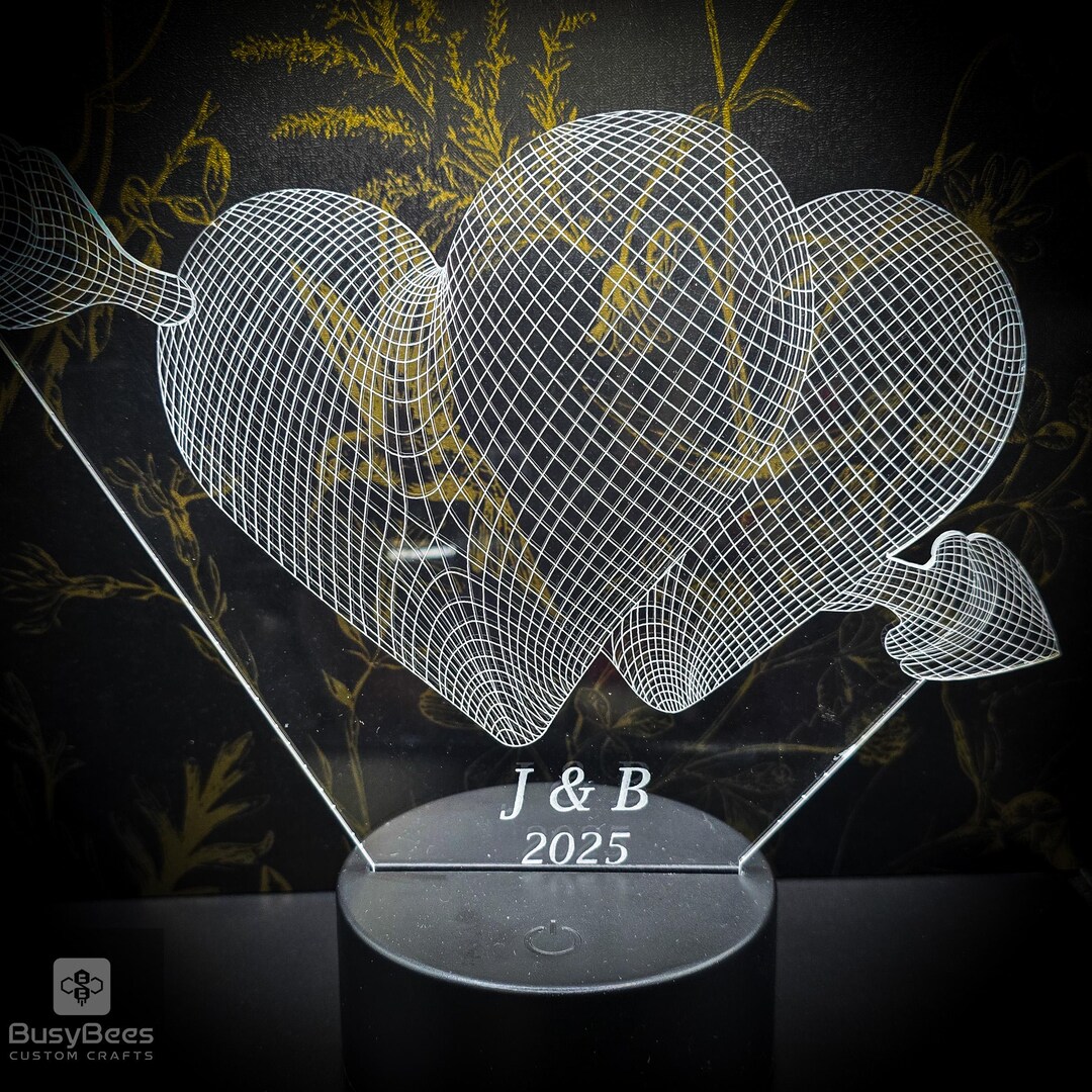 Personalized Laser Engraved LED Heart Sign | Perfect Valentine's Day ...