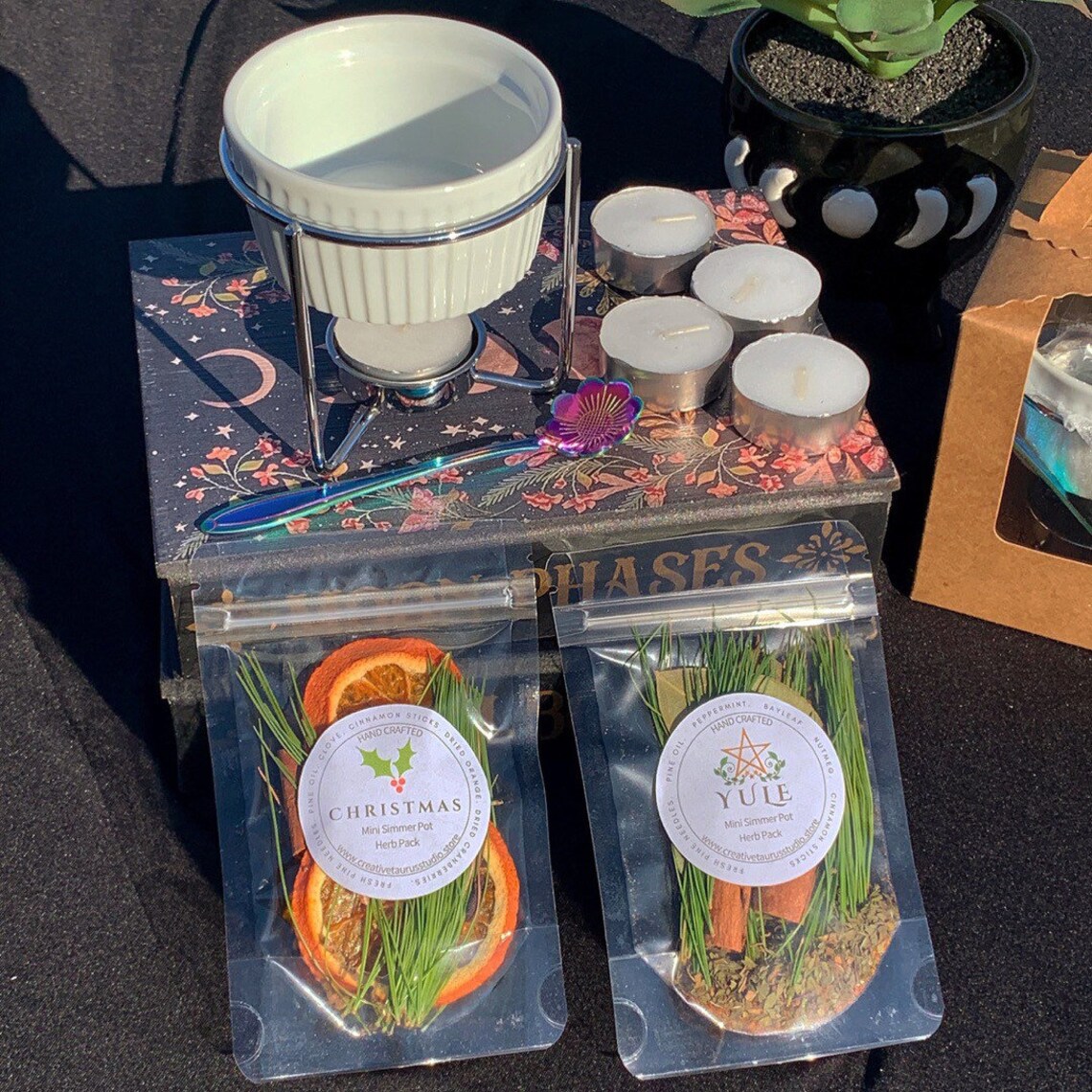 Mini Ceramic Simmer Pot With Metal Stand and Tea Lights - Etsy