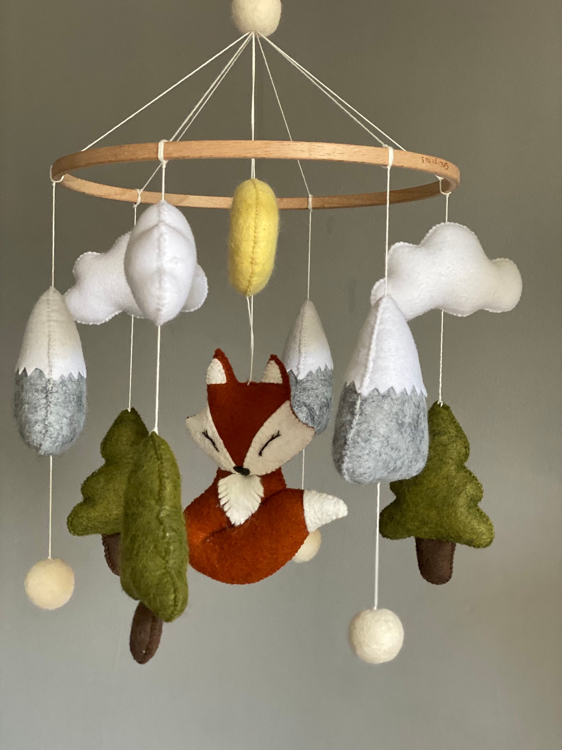 Fox Mobile Woodland Mobile Nursery Mobile Animals Crib Felt - Etsy