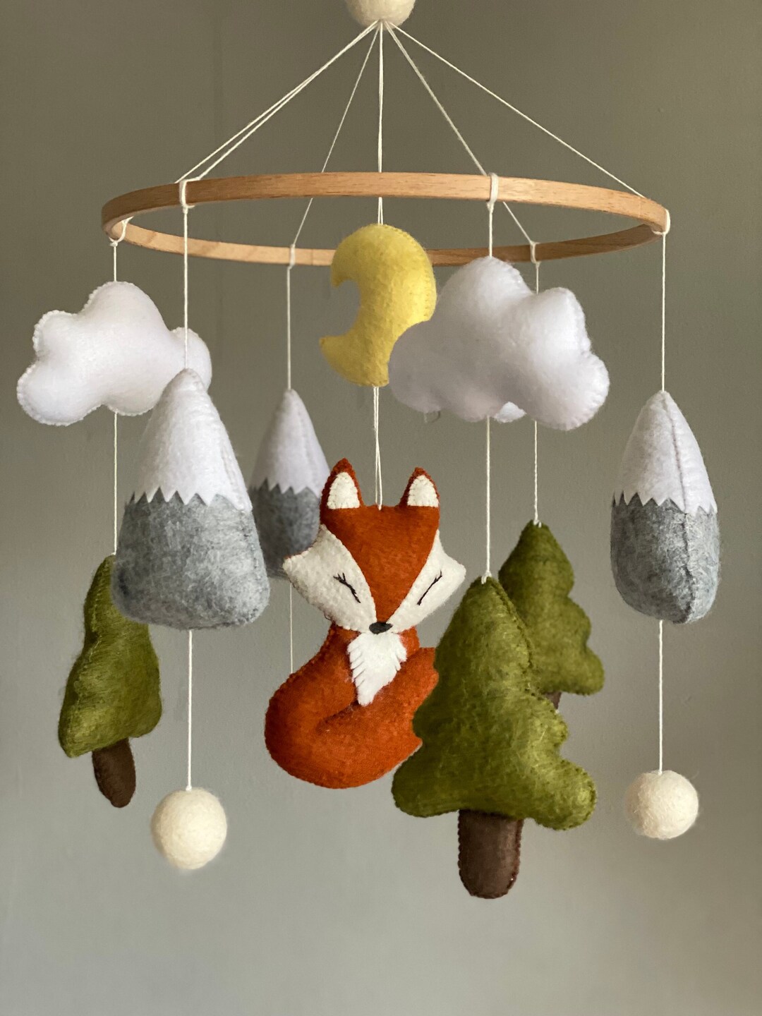 Fox Mobile Woodland Mobile Nursery Mobile Animals Crib Felt Mobile - Etsy