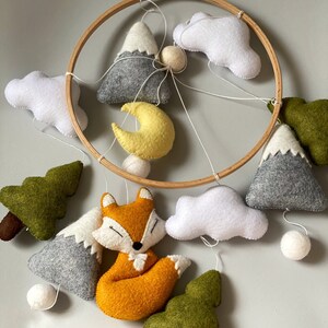 Fox Mobile Woodland Mobile Nursery Mobile Animals Crib Felt Mobile - Etsy