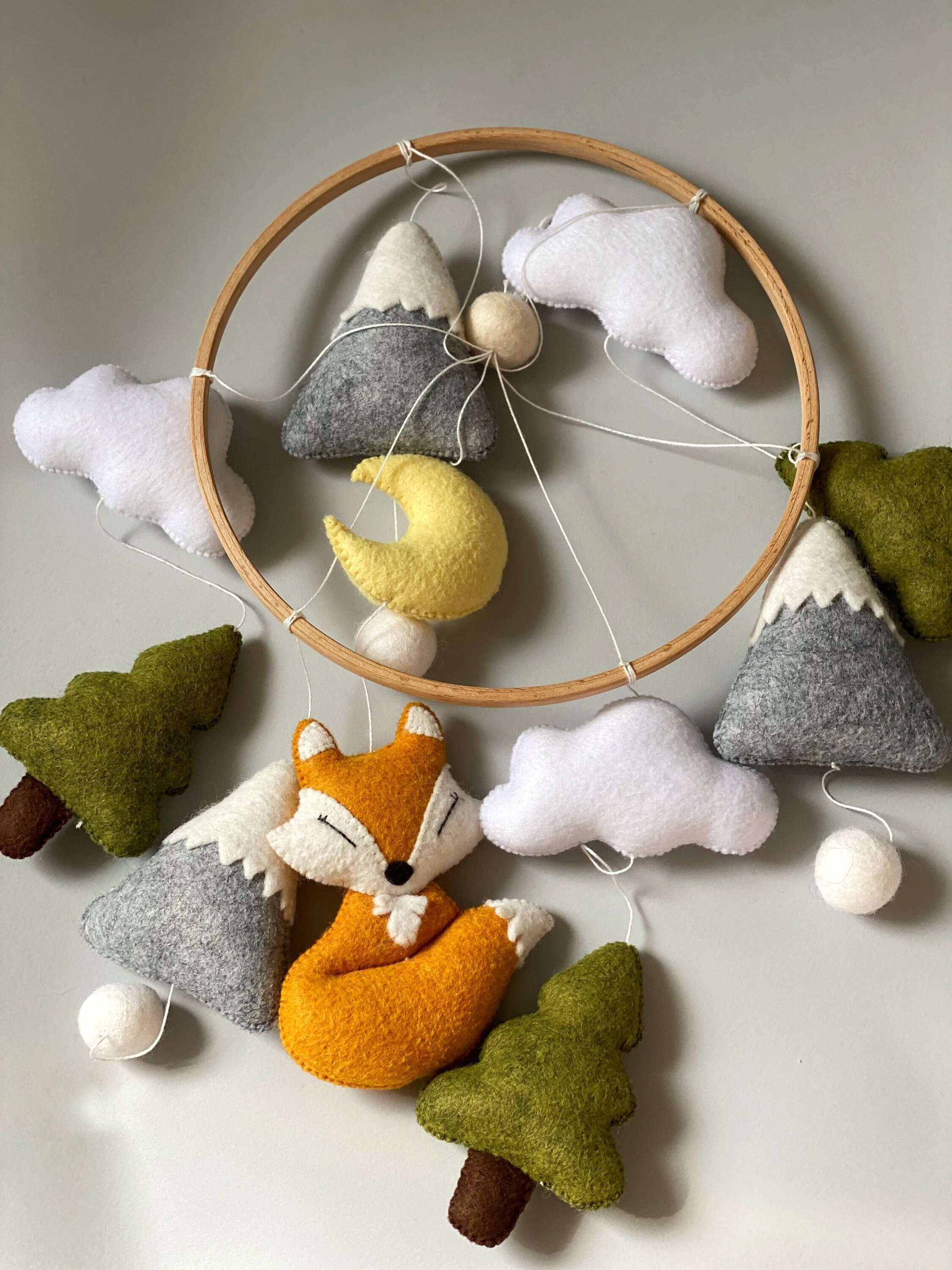 Fox Mobile Woodland Mobile Nursery Mobile Animals Crib Felt - Etsy
