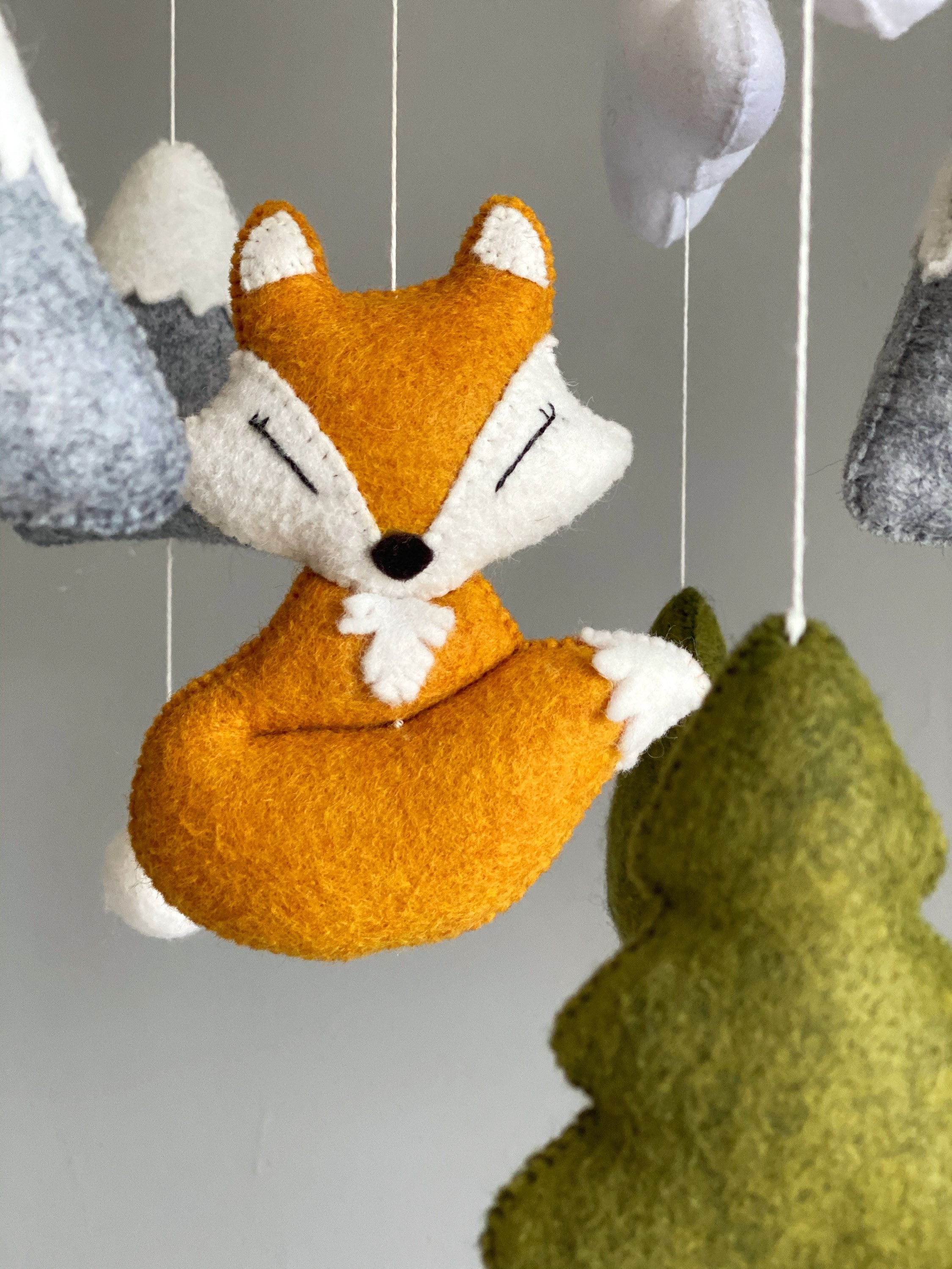 Fox Mobile Woodland Mobile Nursery Mobile Animals Crib Felt - Etsy