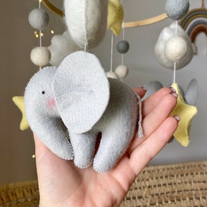Baby Mobile Elephant, Safari Nursery Crib Mobile, Felt Animals, Baby ...