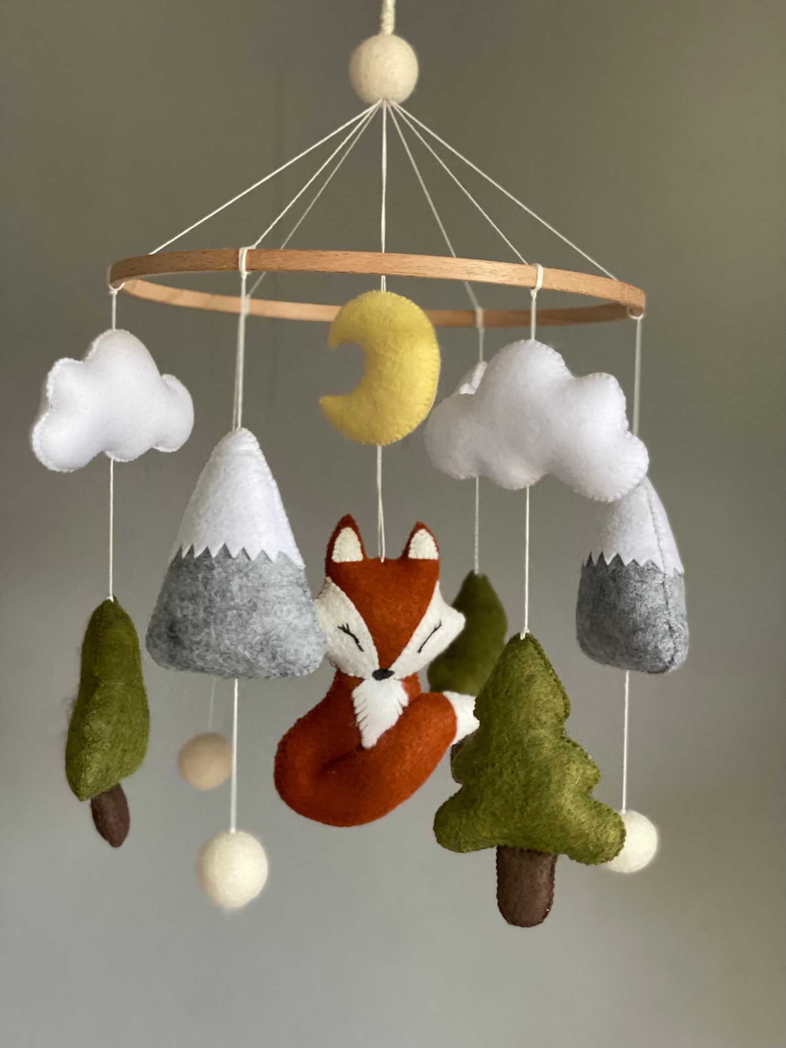 Fox Mobile Woodland Mobile Nursery Mobile Animals Crib Felt - Etsy