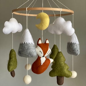 Fox Mobile Woodland Mobile Nursery Mobile Animals Crib Felt Mobile - Etsy