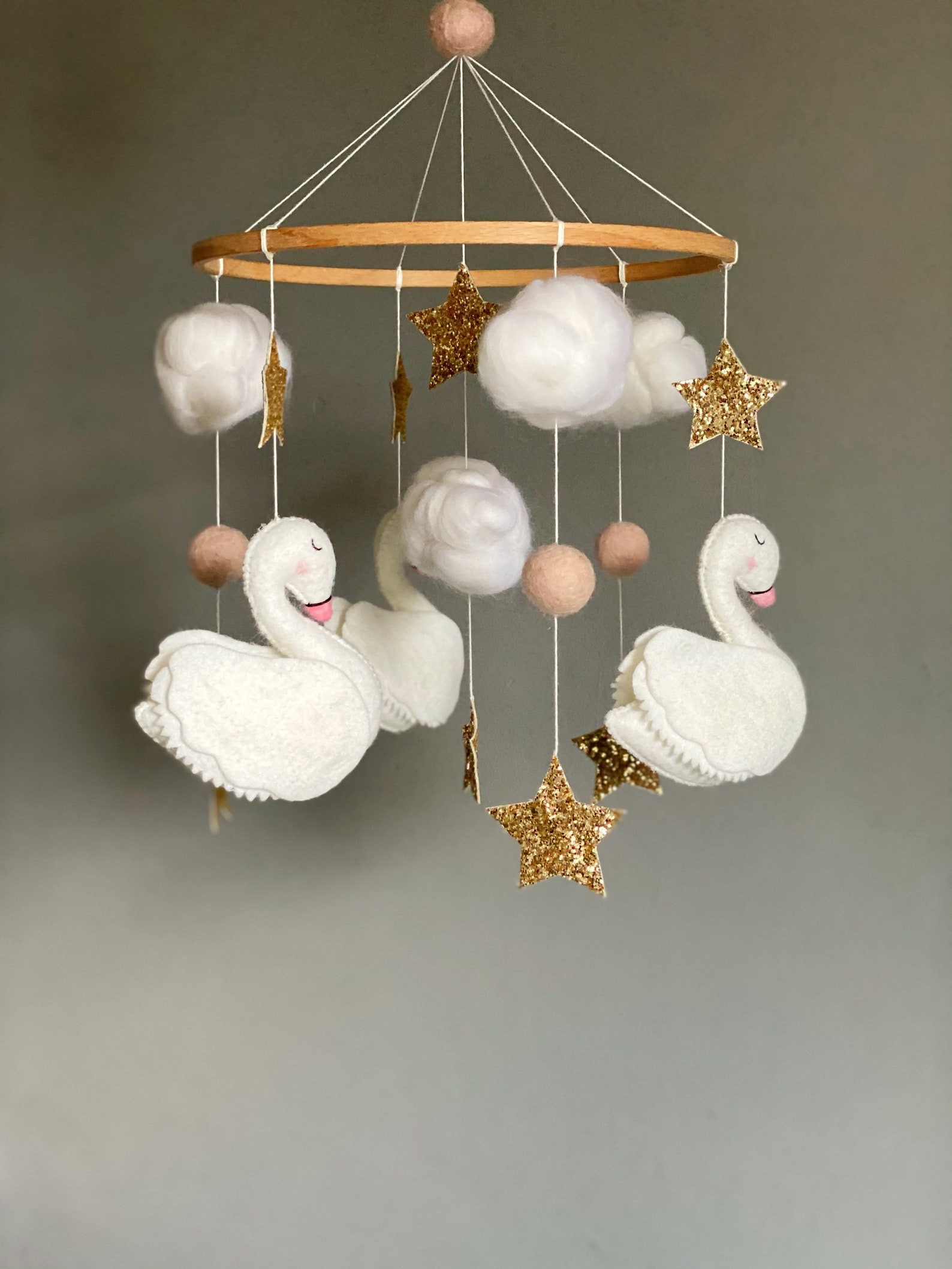 Swan mobile nursery baby girl nursery mobile swan nursery | Etsy