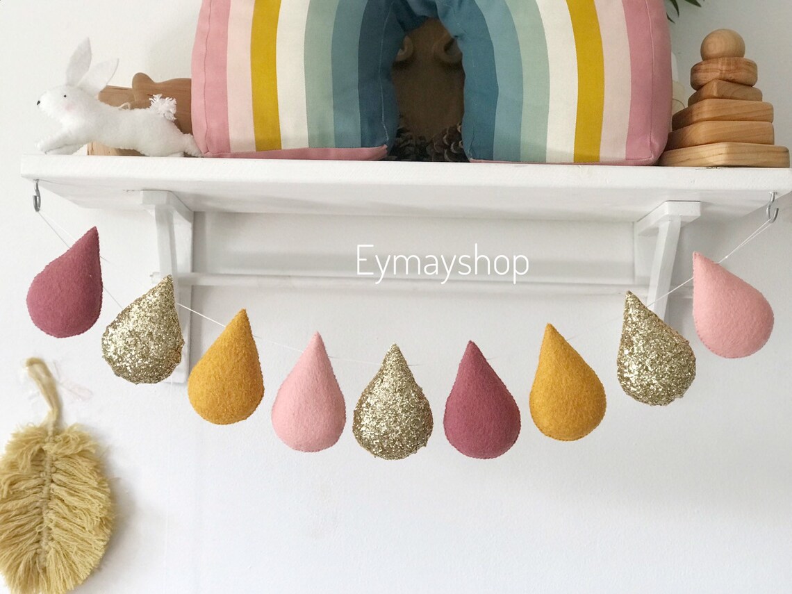 Raindrop Garland, Wall Decor Nursery Garland, Nursery Wall Hanging ...