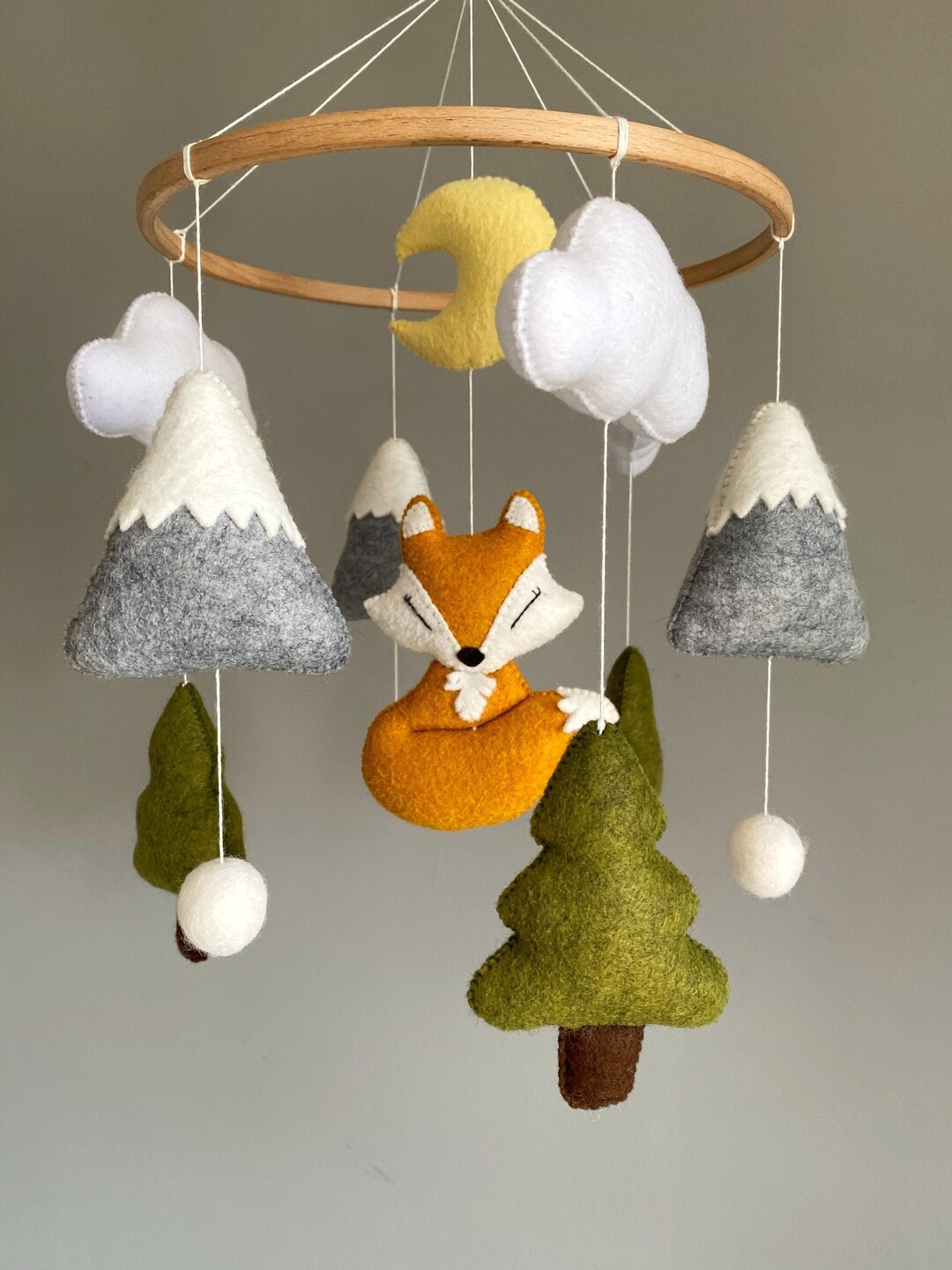 Fox Mobile Woodland Mobile Nursery Mobile Animals Crib Felt Mobile - Etsy