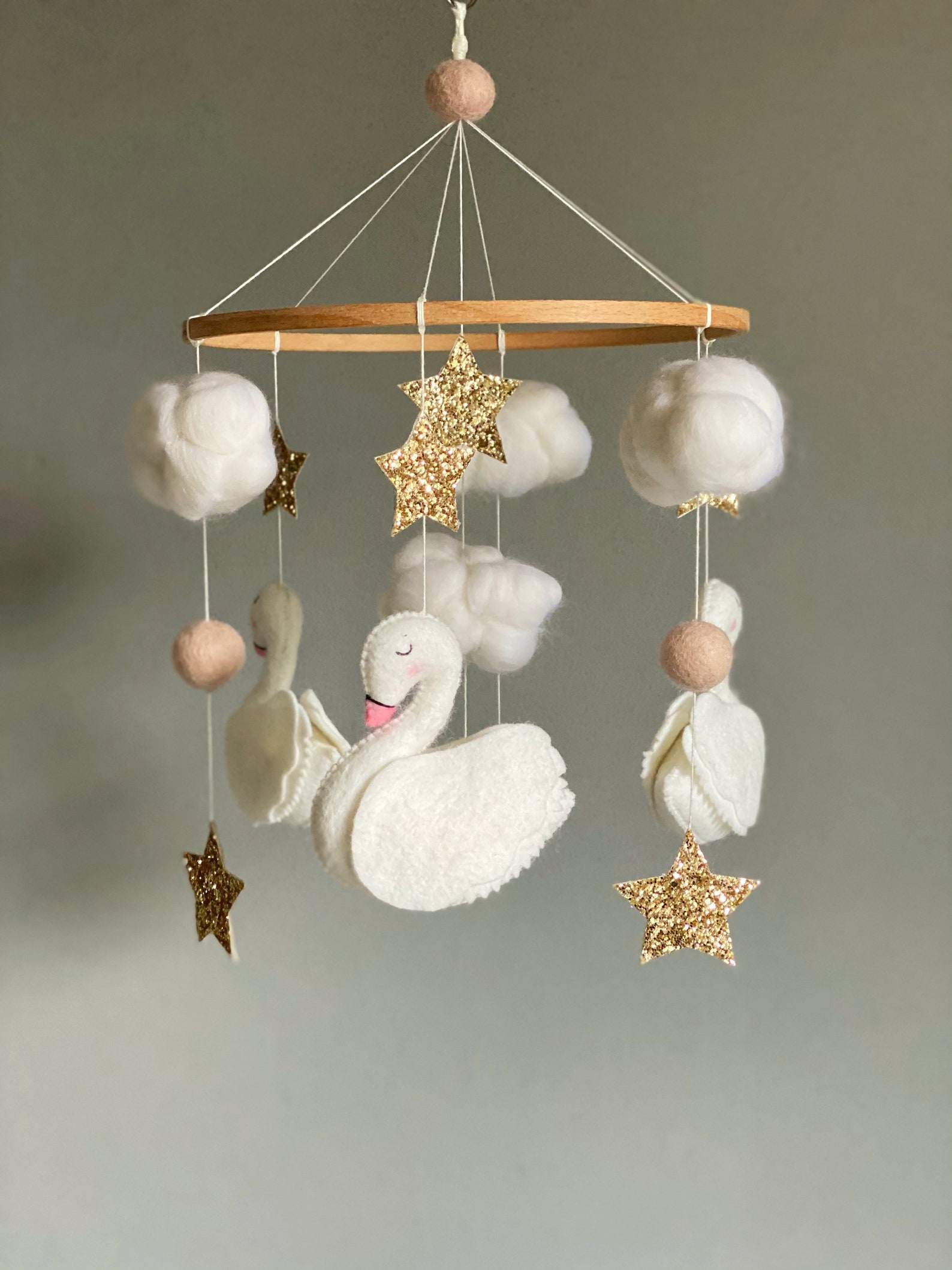 Swan mobile nursery baby girl nursery mobile swan nursery | Etsy