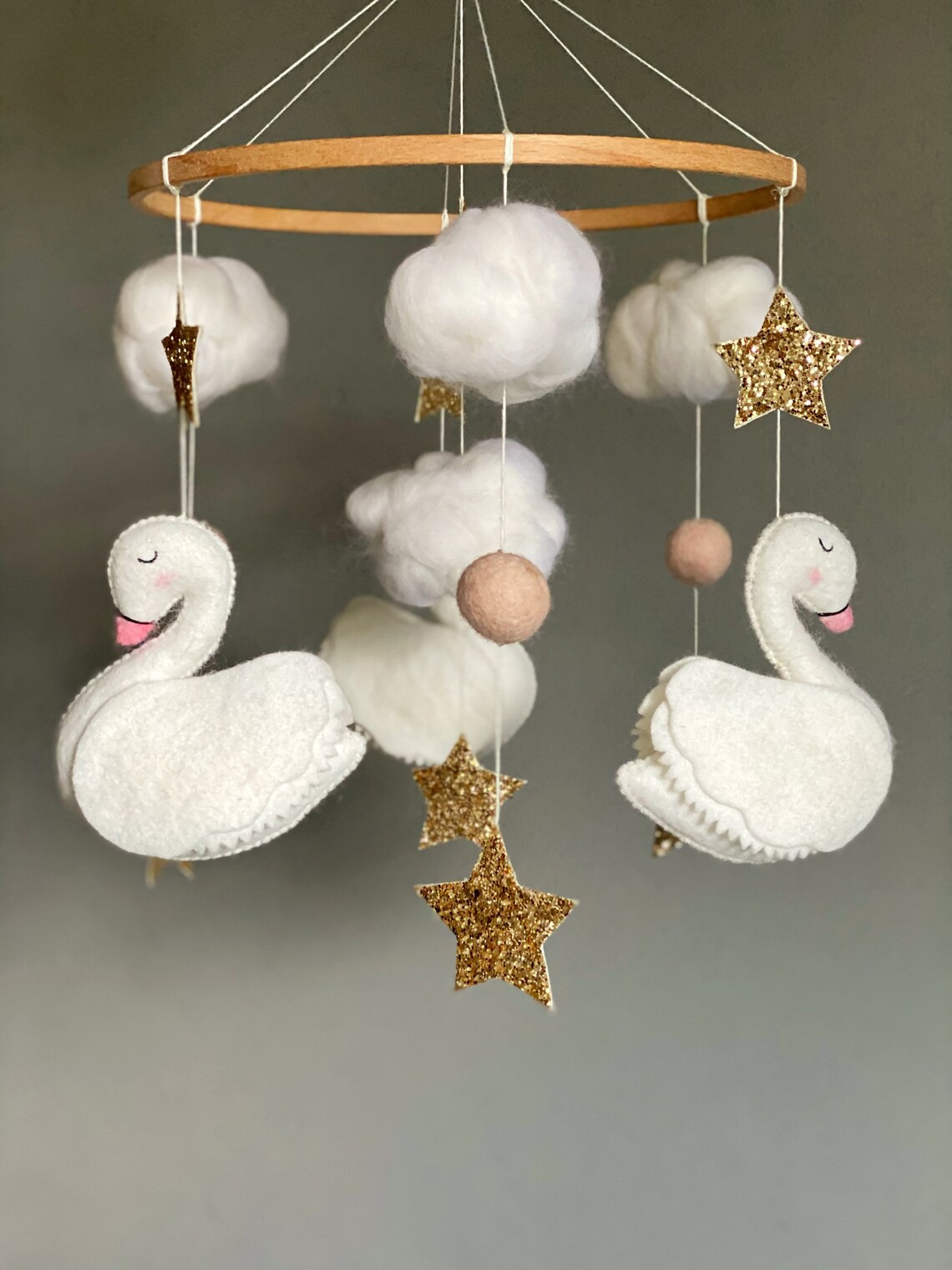 Swan mobile nursery baby girl nursery mobile swan nursery | Etsy