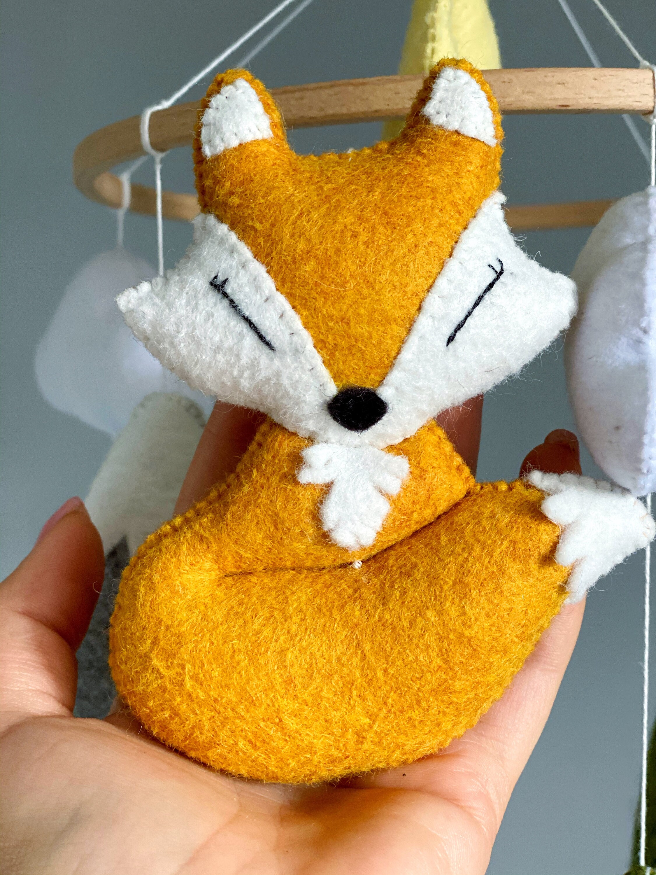 Woodland Mobile Fox Mobile Baby for Crib Woodland Felt Animals | Etsy